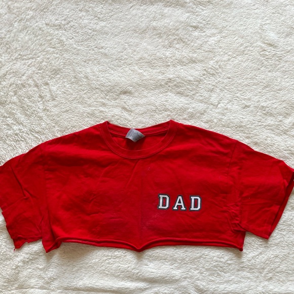 Gildan | Tops | Gilden Medium Dad Crop Top Red W White Letters | Poshmark